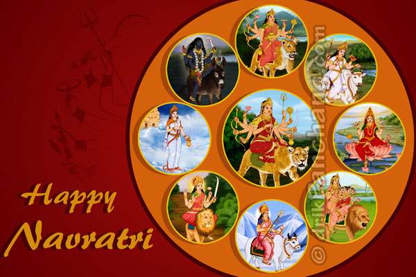 Navratri Greeting - Nine Forms of Goddess Durga