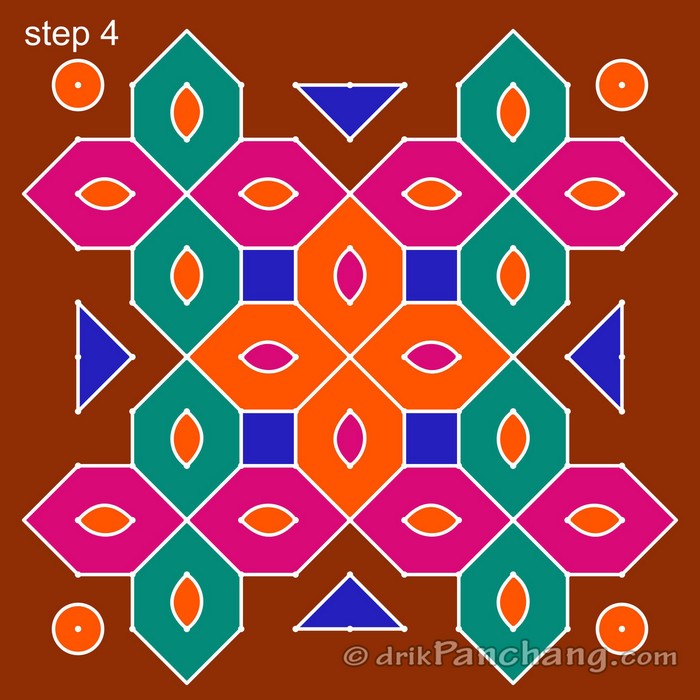 11x11 Dot Rangoli | 11x11 Dot Rangoli Design | 11x11 Dot Rangoli ...