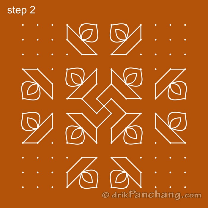 12x12 Dot Rangoli | 12x12 Dot Rangoli Design | 12x12 Dot Rangoli ...