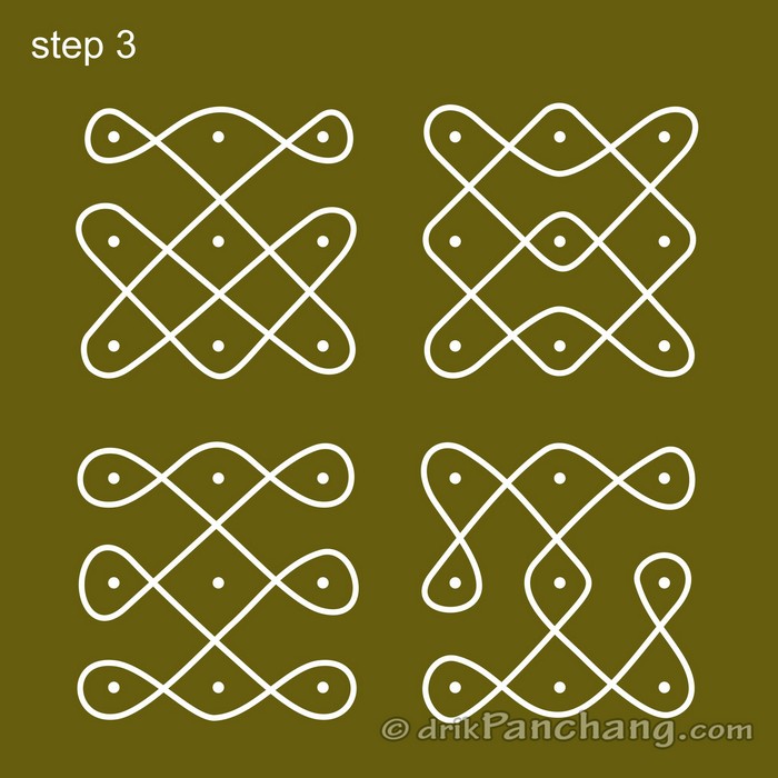 3x3 Dot Rangoli | 3x3 Dot Rangoli Design | 3x3 Dot Rangoli Designs ...