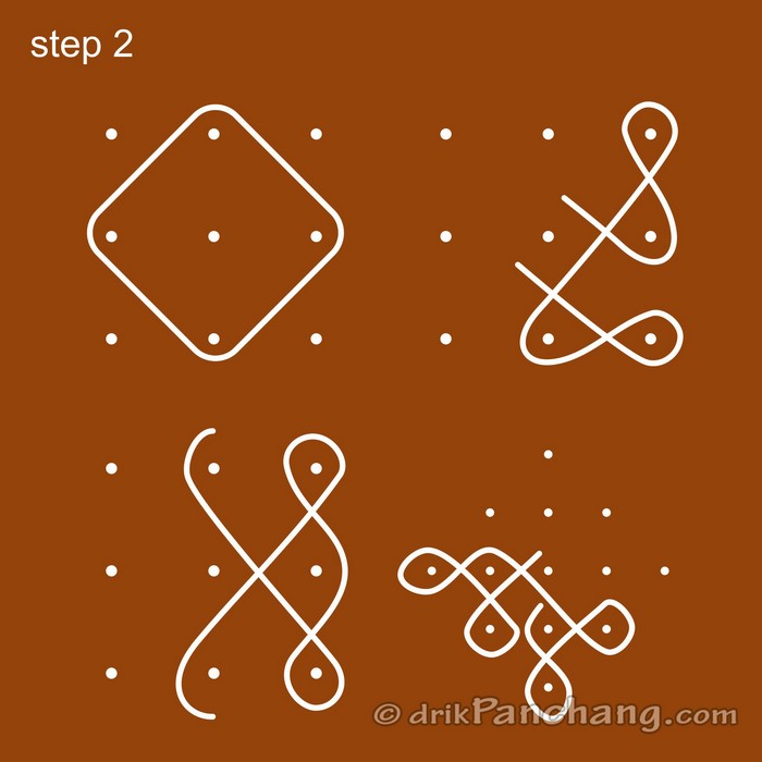 3x3 Dot Rangoli | 3x3 Dot Rangoli Design | 3x3 Dot Rangoli Designs ...