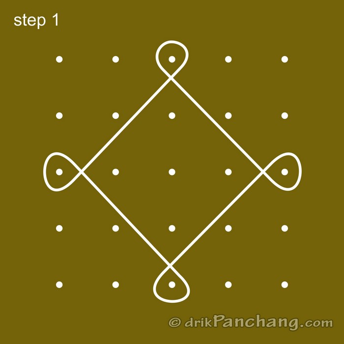 5x5 Dot Rangoli | 5x5 Dot Rangoli Design | 5x5 Dot Rangoli Designs ...
