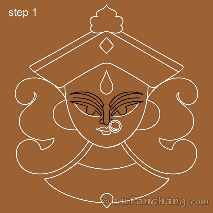 Durga Alpana | Durga Rangoli Design | Rangoli Designs - Durga Alpana 1