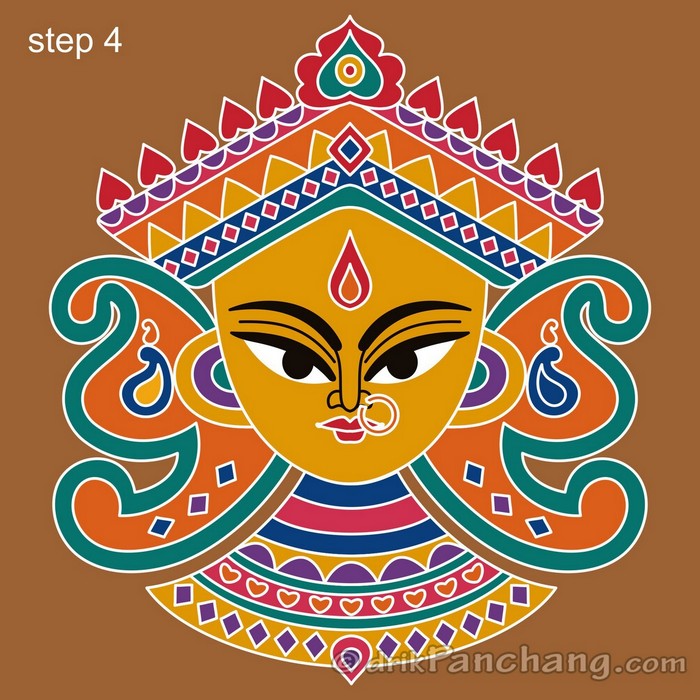 Durga Alpana | Durga Rangoli Design | Rangoli Designs - Durga Alpana 1