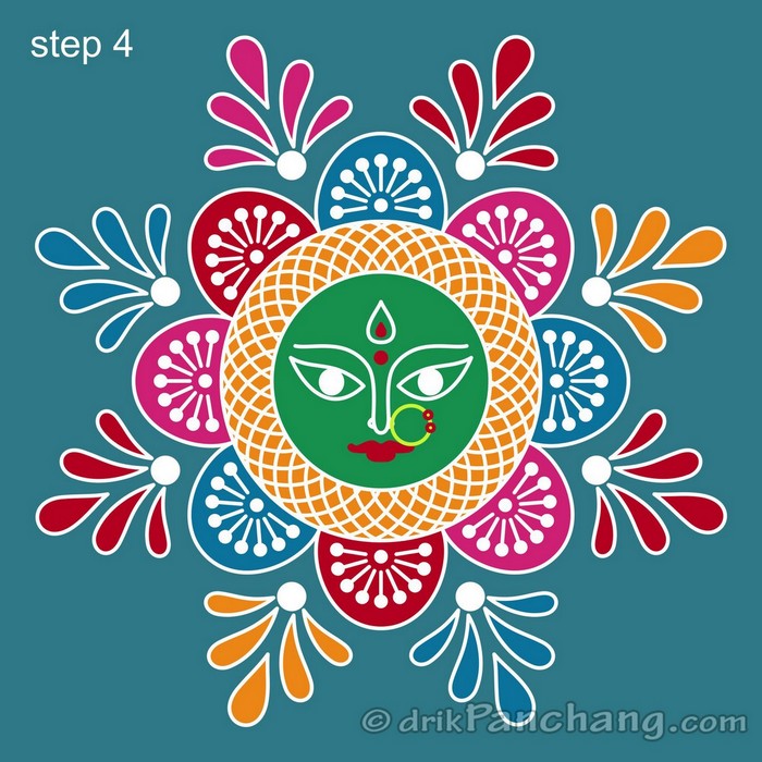 Durga Alpana | Durga Rangoli Design | Rangoli Designs - Durga Alpana 4