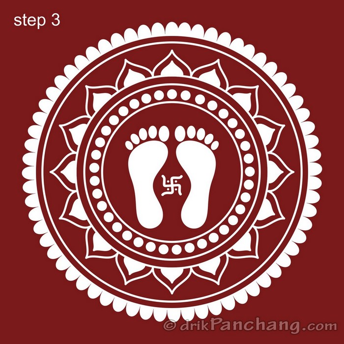 Lakshmi Pada Rangoli | Lakshmi Feet Rangoli Design | Rangoli Designs ...