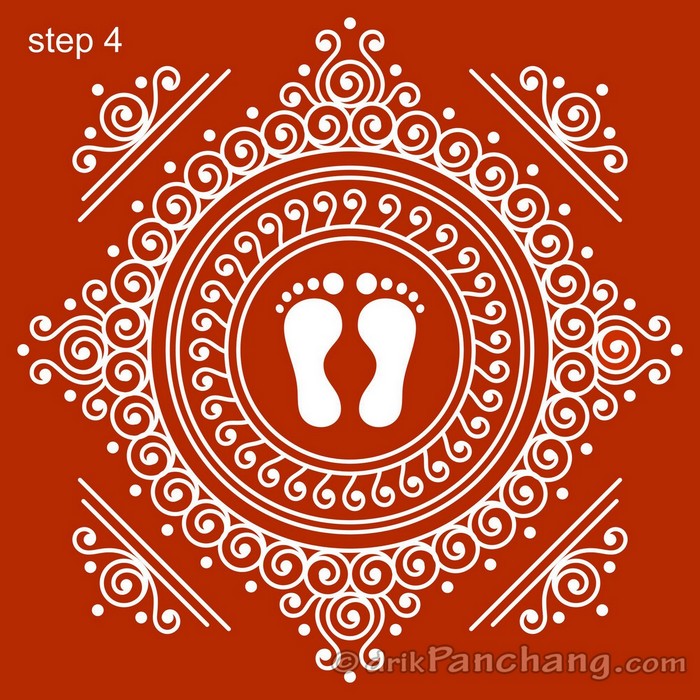 Lakshmi Pada Rangoli | Lakshmi Feet Rangoli Design | Rangoli Designs ...