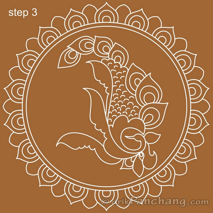 Peacock Rangoli Design | Rangoli Designs - Peacock Rangoli 3