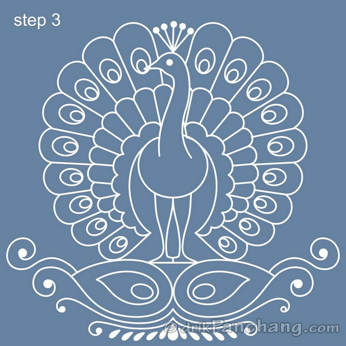 Peacock Rangoli Design | Rangoli Designs - Peacock Rangoli 7